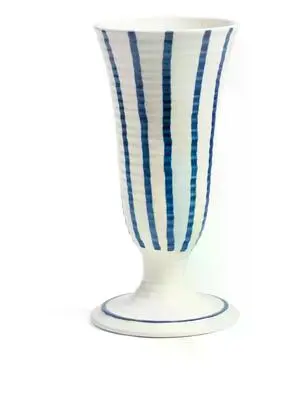 &K AMSTERDAM Striped Pedestal Vase - White