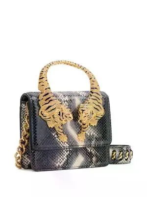 Roberto Cavalli Mini Top Handle Bag With Tiger Detail - Black