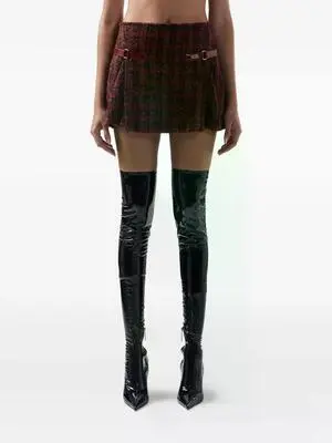 Gcds Checked Pleated Skirt With Buckle Detail