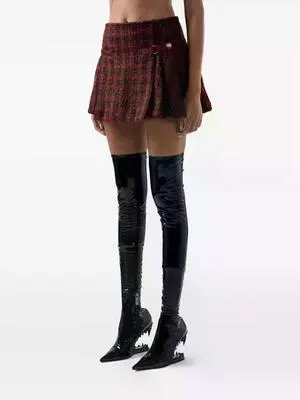 Gcds Checked Pleated Skirt With Buckle Detail