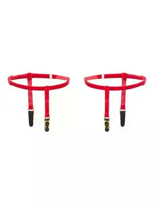 MAISON CLOSE Velvet Garters - Red