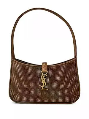 Saint Laurent Embellished Logo Shoulder Bag - Brown