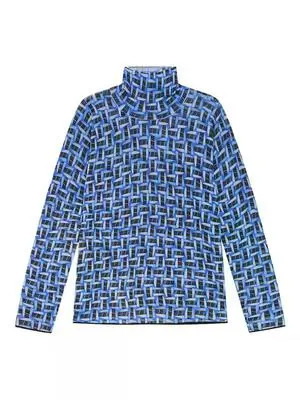 Malìparmi Patterned Roll-neck Top - Blue