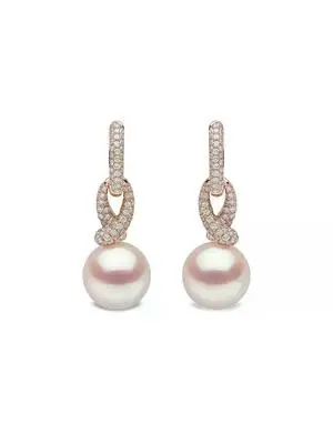 Yoko London 18k Rose Gold Pearl And Diamond Earrings - Pink