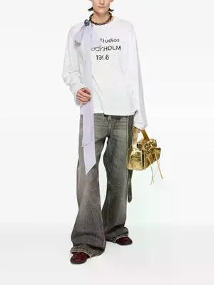 Acne Studios Leather Shoulder Bag With Drawstring Closure