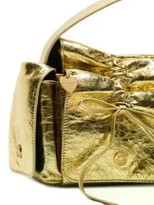 Acne Studios Leather Shoulder Bag With Drawstring Closure
