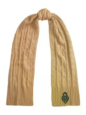 Ralph Lauren Logo-patch Cable-knit Scarf