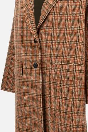 Alberto Biani Prince Of Wales Wool Blend Single-breasted Coat