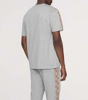 Burberry Cotton Check-trim Slim T-shirt - Grey
