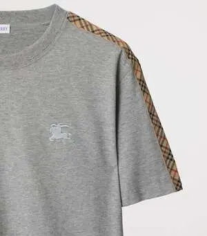 Burberry Cotton Check-trim Slim T-shirt - Grey