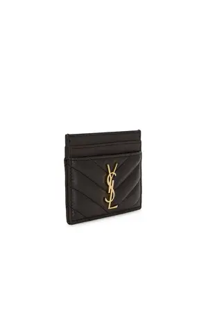 Saint Laurent Credit Card Case In Charcoal - Urban Chic