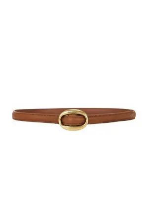 Saint Laurent Oval Buckle Thin Belt Brick