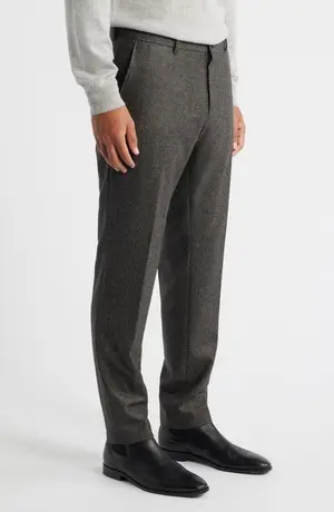 BOSS Genius Slim Fit Microcheck Brushed Wool Dress Pants