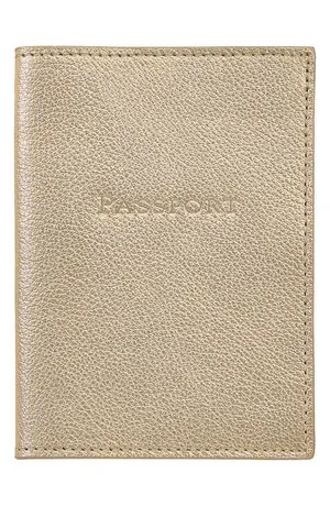GRAPHIC IMAGE Leather Passport Cover - White Gold