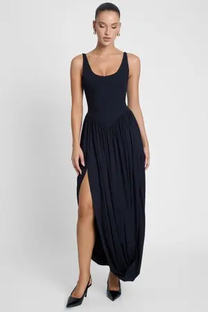 LEAU Dionysus Sculpt Drape Midi Dress