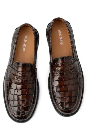 MARC NOLAN Calum Croc Embossed Penny Loafer