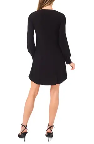 CECE DUPRAZ Shirred Front Button Long Sleeve Dress