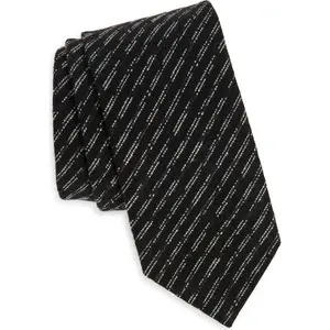 BOSS Textured Stripe Wool Tie - Black