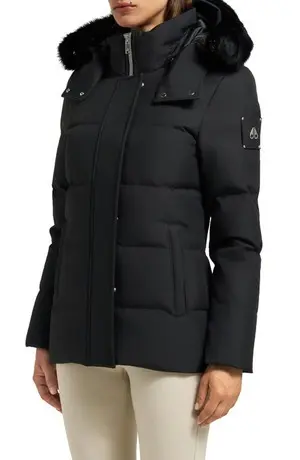 Moose Knuckles Cloud 800 Fill Power Down Puffer Jacket With Removable Genuine Shearling Trim
