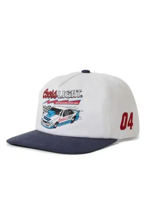 Brixton Coors Light Blower Netplus® Twill Snapback Baseball Cap - White/coors Navy
