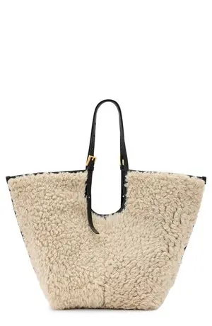 ALLSAINTS Ara Genuine Shearling Tote - Natural/black