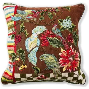 MACKENZIE-CHILDS Birdsong Embellished Throw Pillow - Green