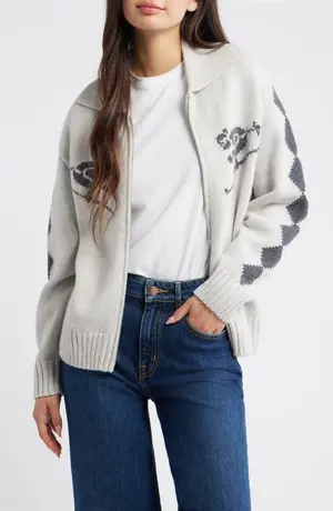 Rails Rhea Ski Graphic Cardigan - Powder Grey