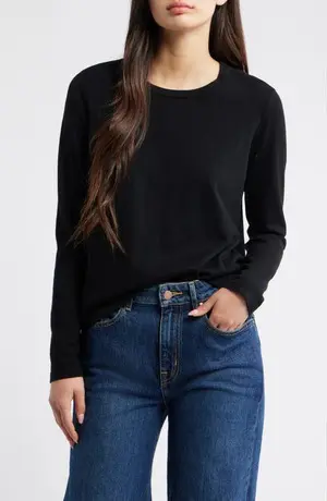 RAILS Cotton & Cashmere Long Sleeve Knit Top