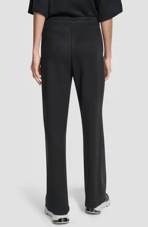 Dkny Mixed Media Knit Pants - Black/black
