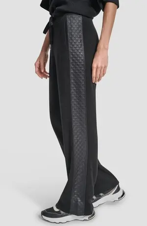 Dkny Mixed Media Knit Pants - Black/black
