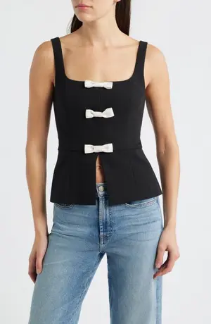 French Connection Azra Bow Peplum Top