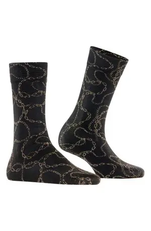 Falke Metallic Jewel Case Crew Socks - Black/gold