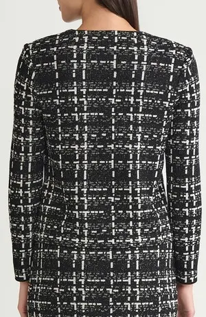 Ming Wang Checkered Jacquard Knit Jacket