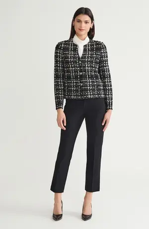 Ming Wang Checkered Jacquard Knit Jacket