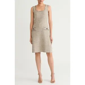 Ming Wang X Tanya Foster Shimmer Tweed A-line Dress