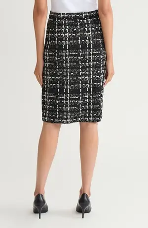 Ming Wang Check Jacquard Knee-length Skirt