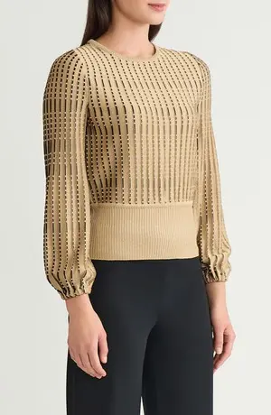 Ming Wang Metallic Knit Top