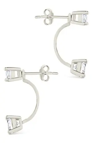 Sterling Forever Cubic Zirconia Front/back Drop Earrings - Silver