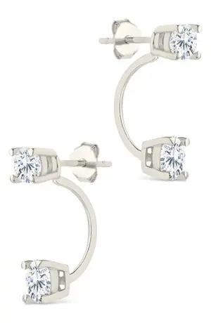 Sterling Forever Cubic Zirconia Front/back Drop Earrings - Silver