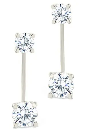 Sterling Forever Cubic Zirconia Front/back Drop Earrings - Silver