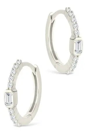 Sterling Forever Cubic Zirconia Hoop Earrings - Silver