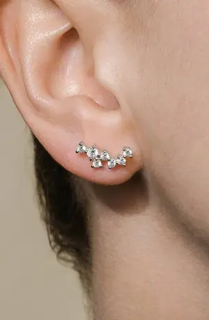 Sterling Forever Cubic Zirconia Ear Crawlers - Silver