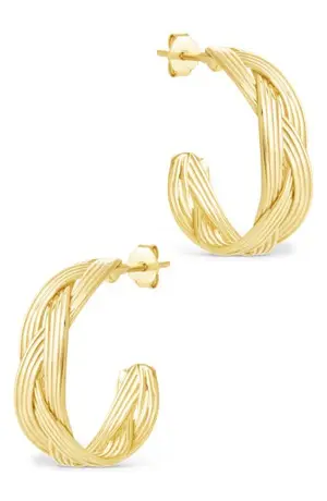 Sterling Forever Janet Ribbed Hoop Earrings - Gold