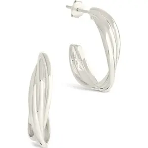 Sterling Forever Monique Twisted Hoop Earrings - Silver