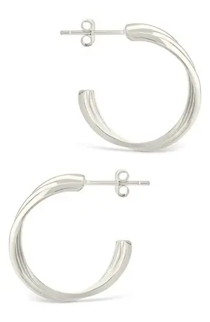 Sterling Forever Monique Twisted Hoop Earrings - Silver