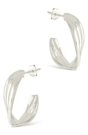 Sterling Forever Monique Twisted Hoop Earrings - Silver