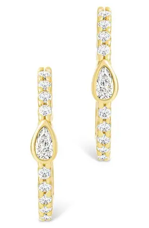 Sterling Forever Bezel Pear Cut Cubic Zirconia Hoop Earrings - Gold