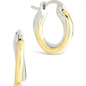 Sterling Forever Janice Twisted Huggie Hoop Earrings - Silver/gold Multi