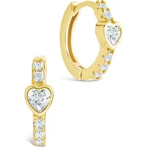 Sterling Forever Heart Bezel Hoop Earrings - Gold