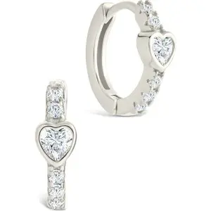 Sterling Forever Heart Bezel Hoop Earrings - Silver